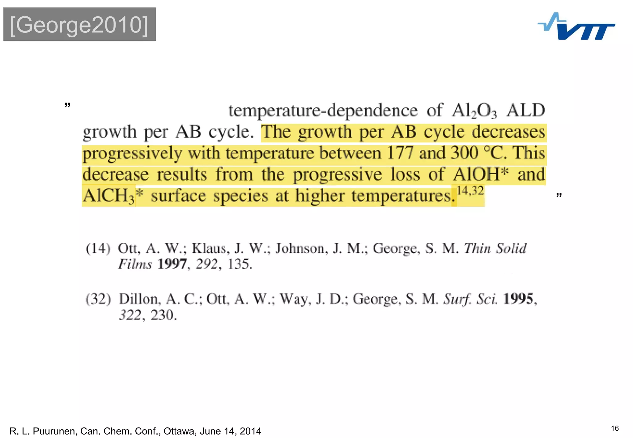 Invited talk at 98th CSC: Surface chemistry of ALD: mechanisms and ...