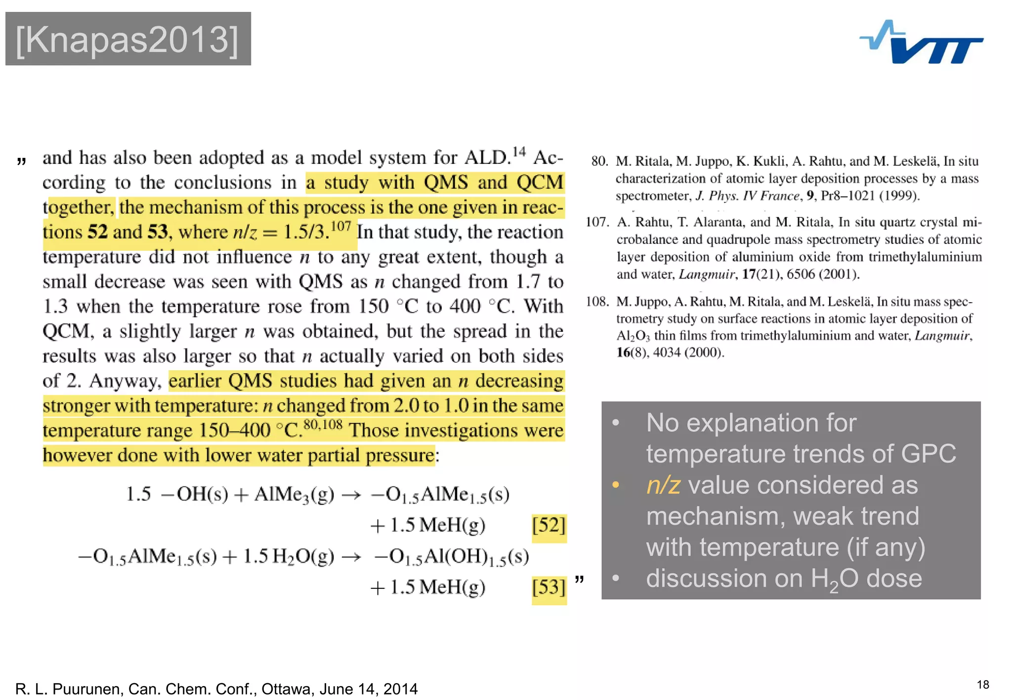 Invited talk at 98th CSC: Surface chemistry of ALD: mechanisms and ...