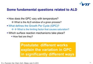 Invited talk at 98th CSC: Surface chemistry of ALD: mechanisms and ...