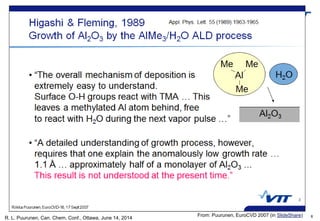 Invited talk at 98th CSC: Surface chemistry of ALD: mechanisms and ...