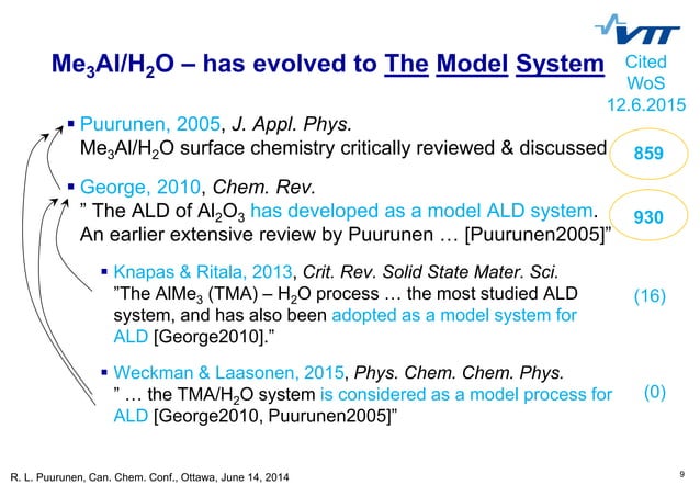 Invited talk at 98th CSC: Surface chemistry of ALD: mechanisms and ...
