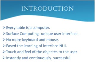 Surface computing,towards business technology | PDF