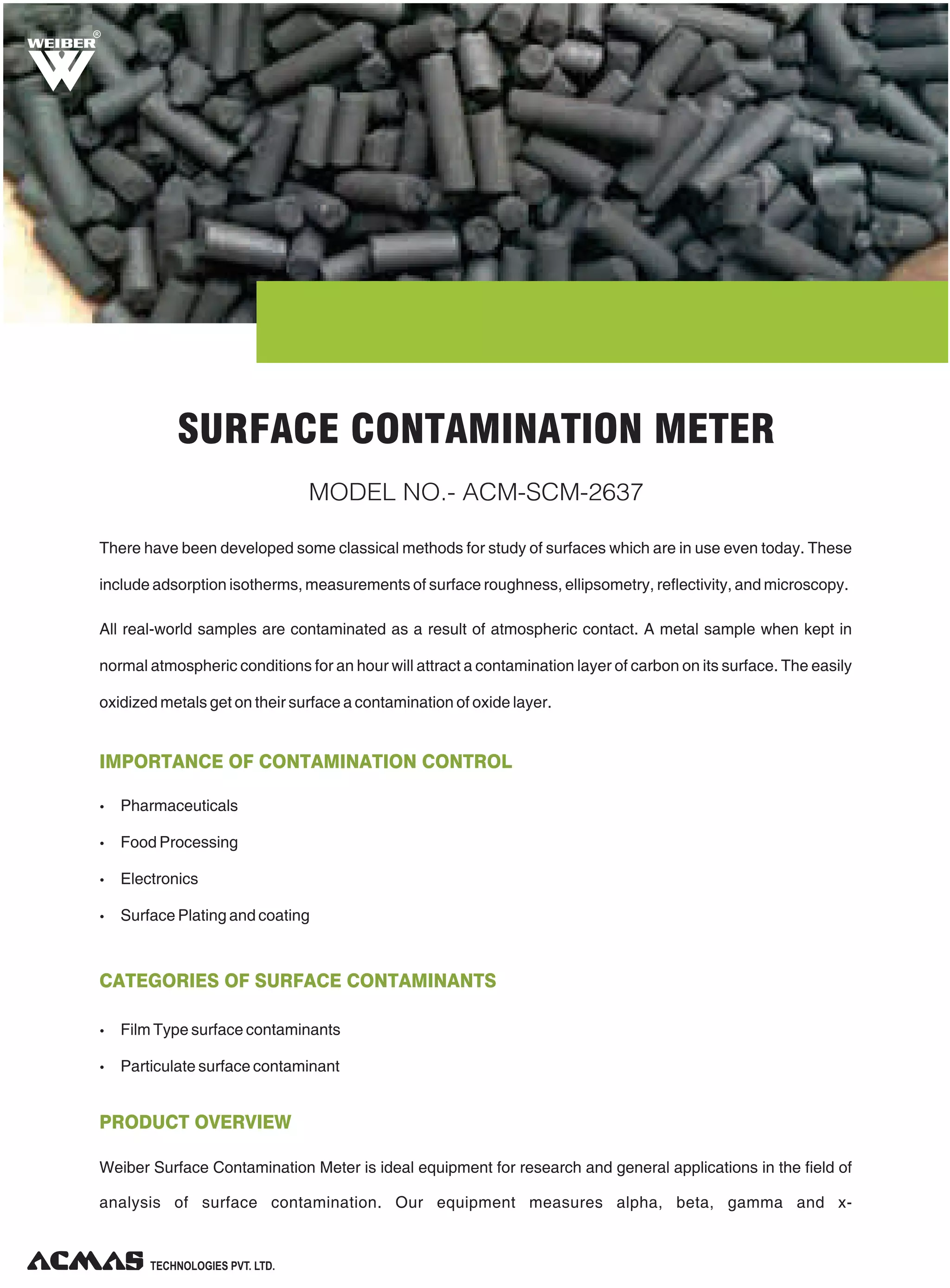 Surface Contamination Meter by ACMAS Technologies Pvt Ltd. | PDF