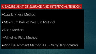 Surface and interfacial tension and its measurement | PPTX
