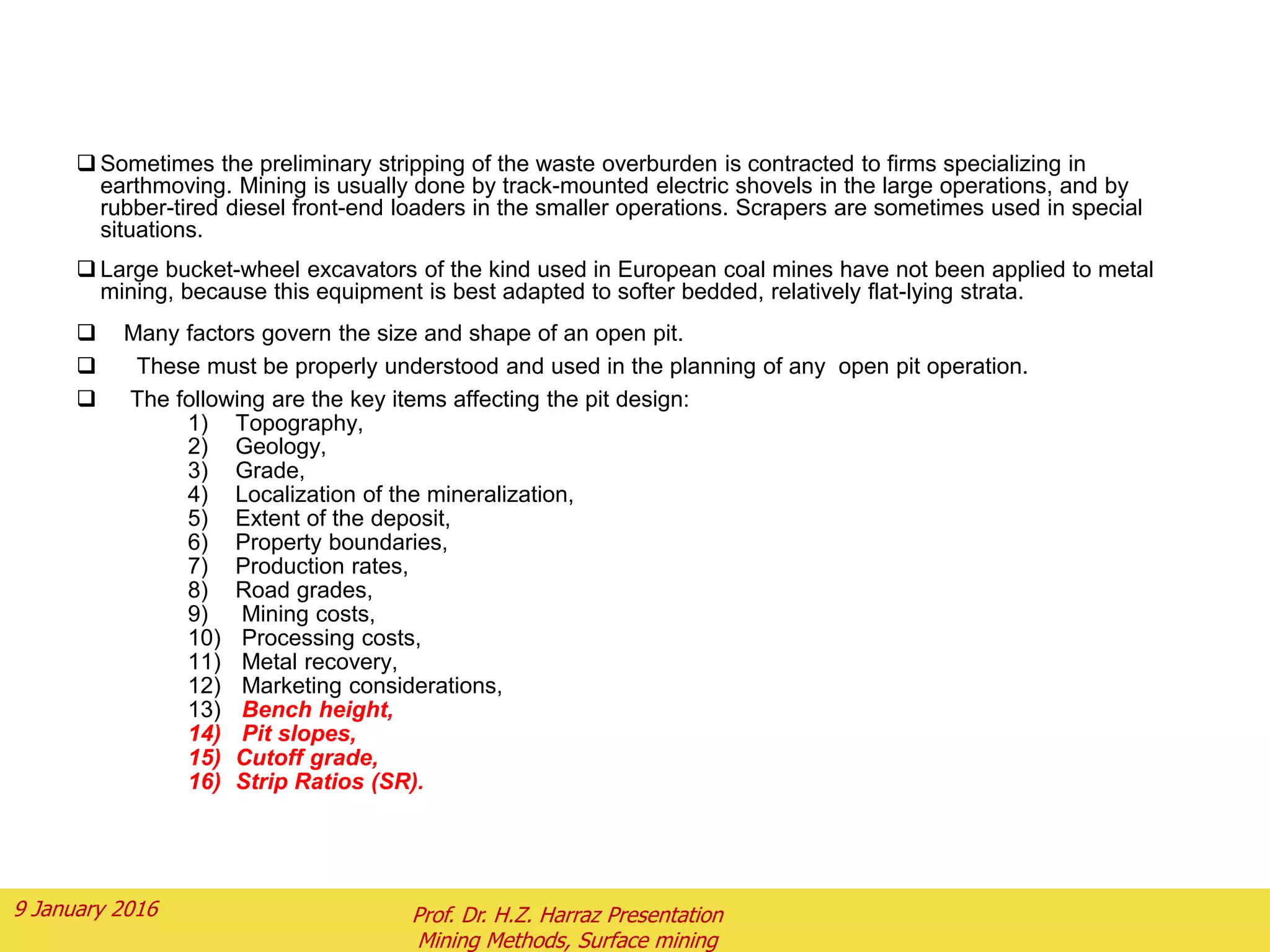 Surface mining planning and design of open pit mining | PDF