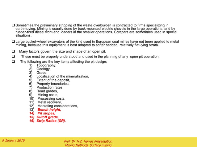 Surface Mining Planning And Design Of Open Pit Mining Pdf Geology