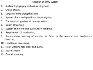 Surface mining entry system | PPT