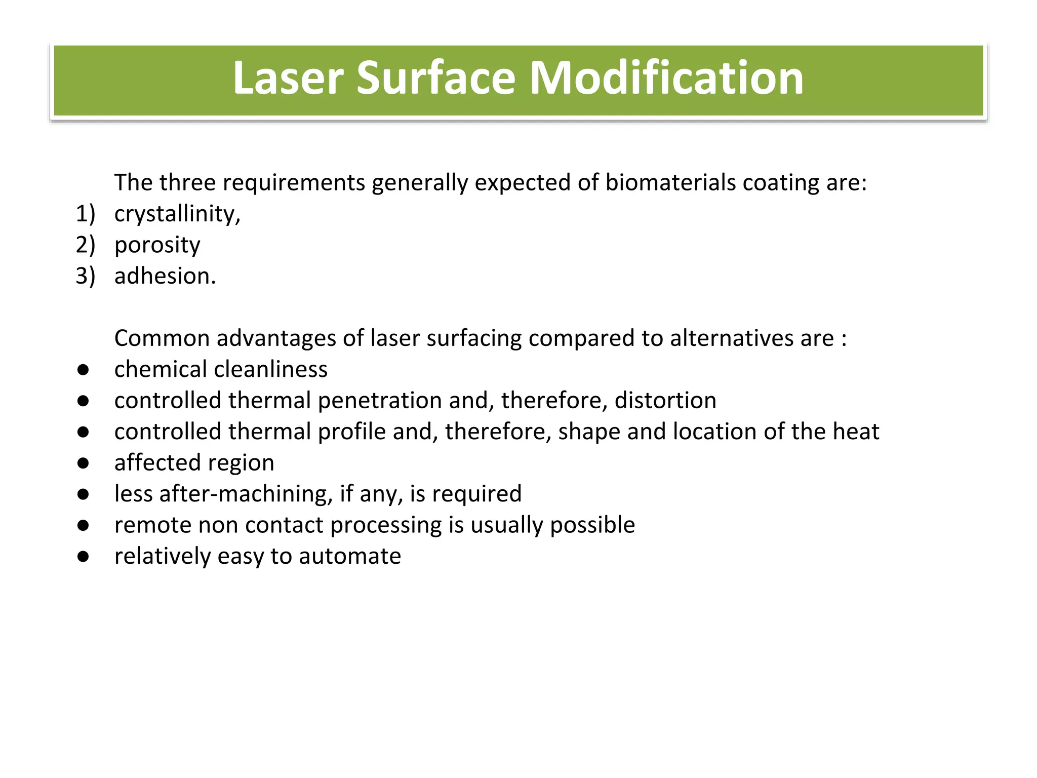Surface modification techniques in biomedical sector | PPT