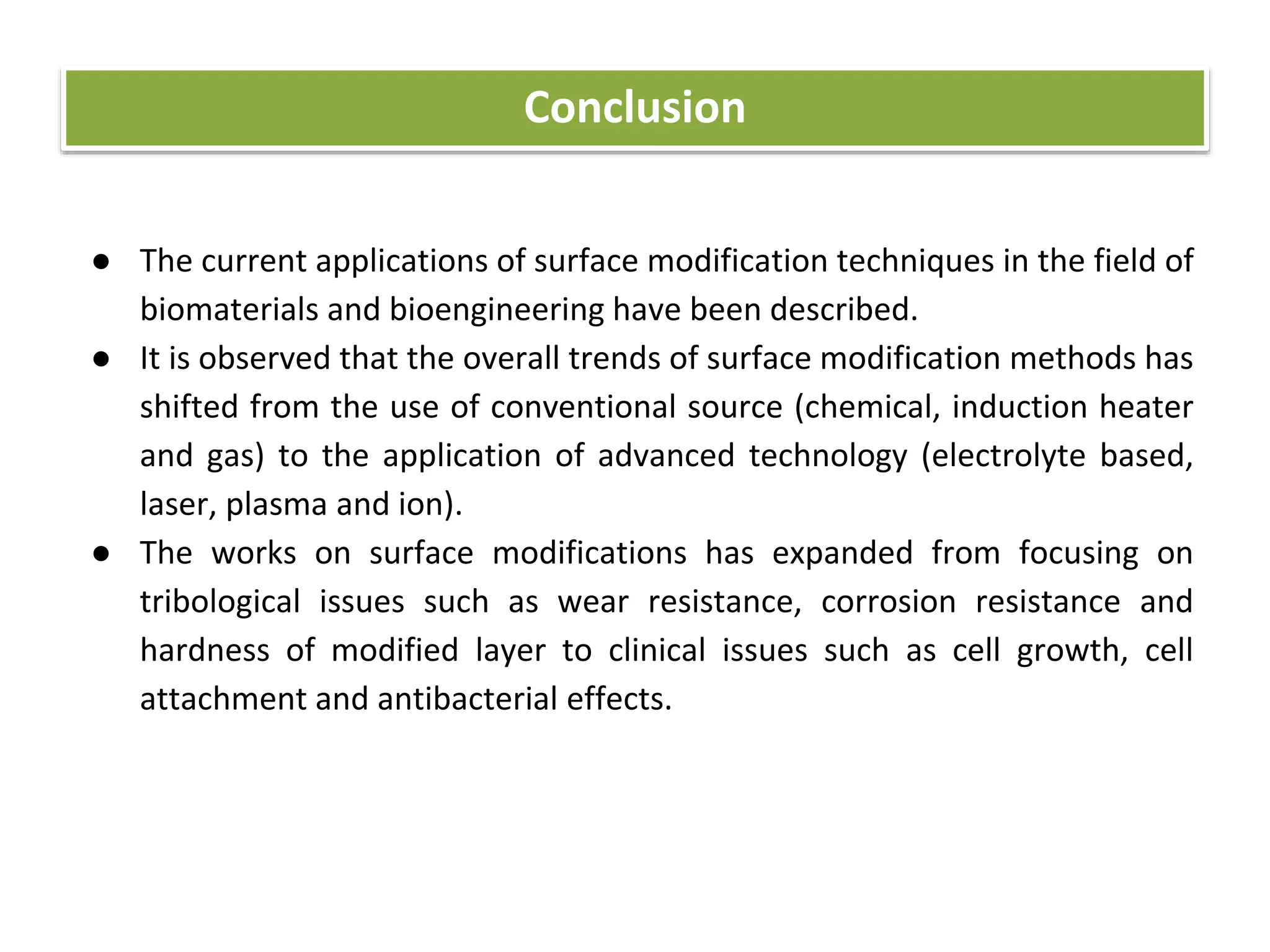 Surface modification techniques in biomedical sector | PPT