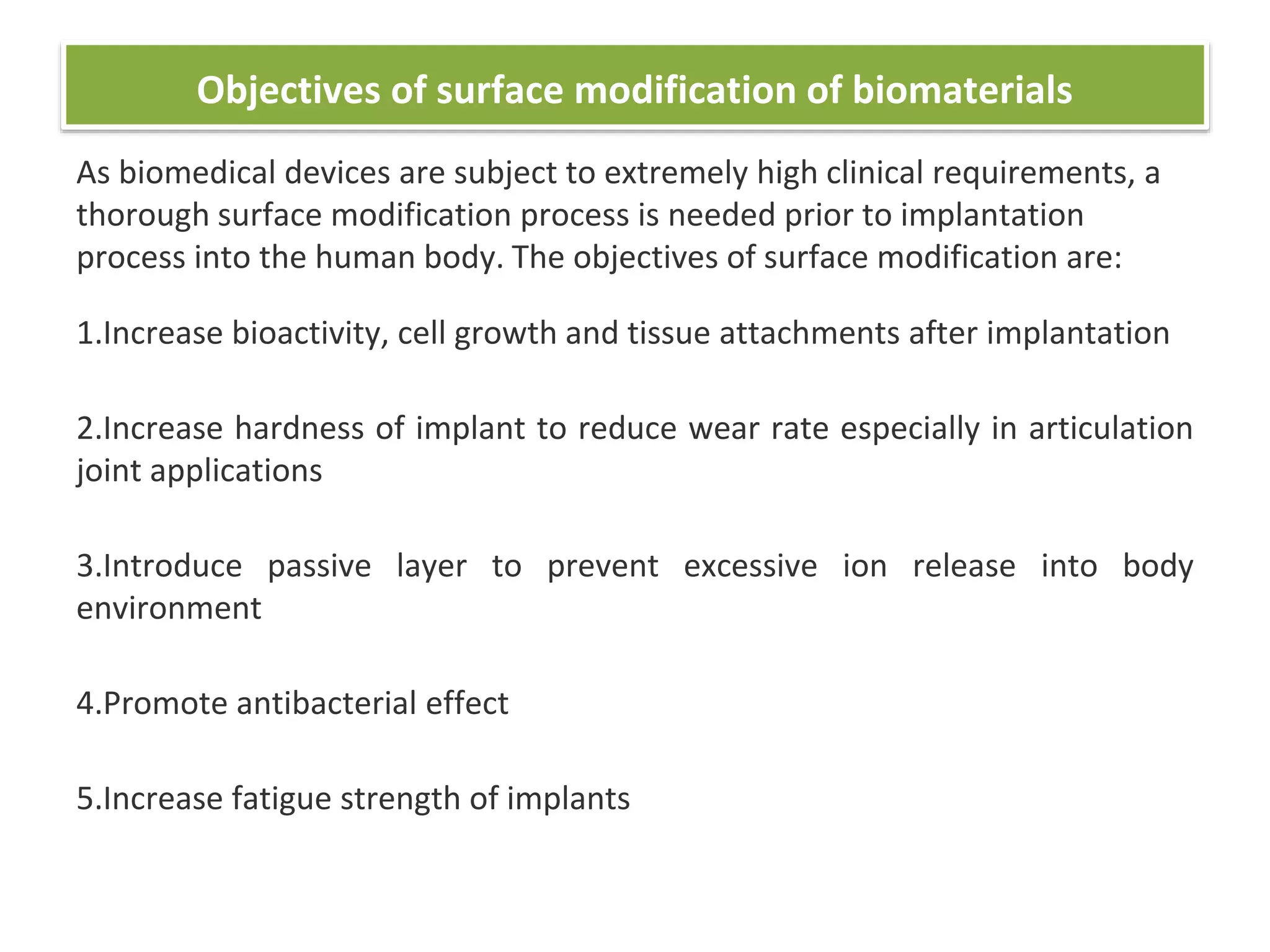 Surface modification techniques in biomedical sector | PPT