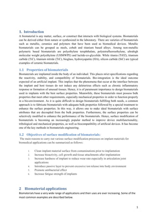 Surface modification techniques in biomedical sector | PDF