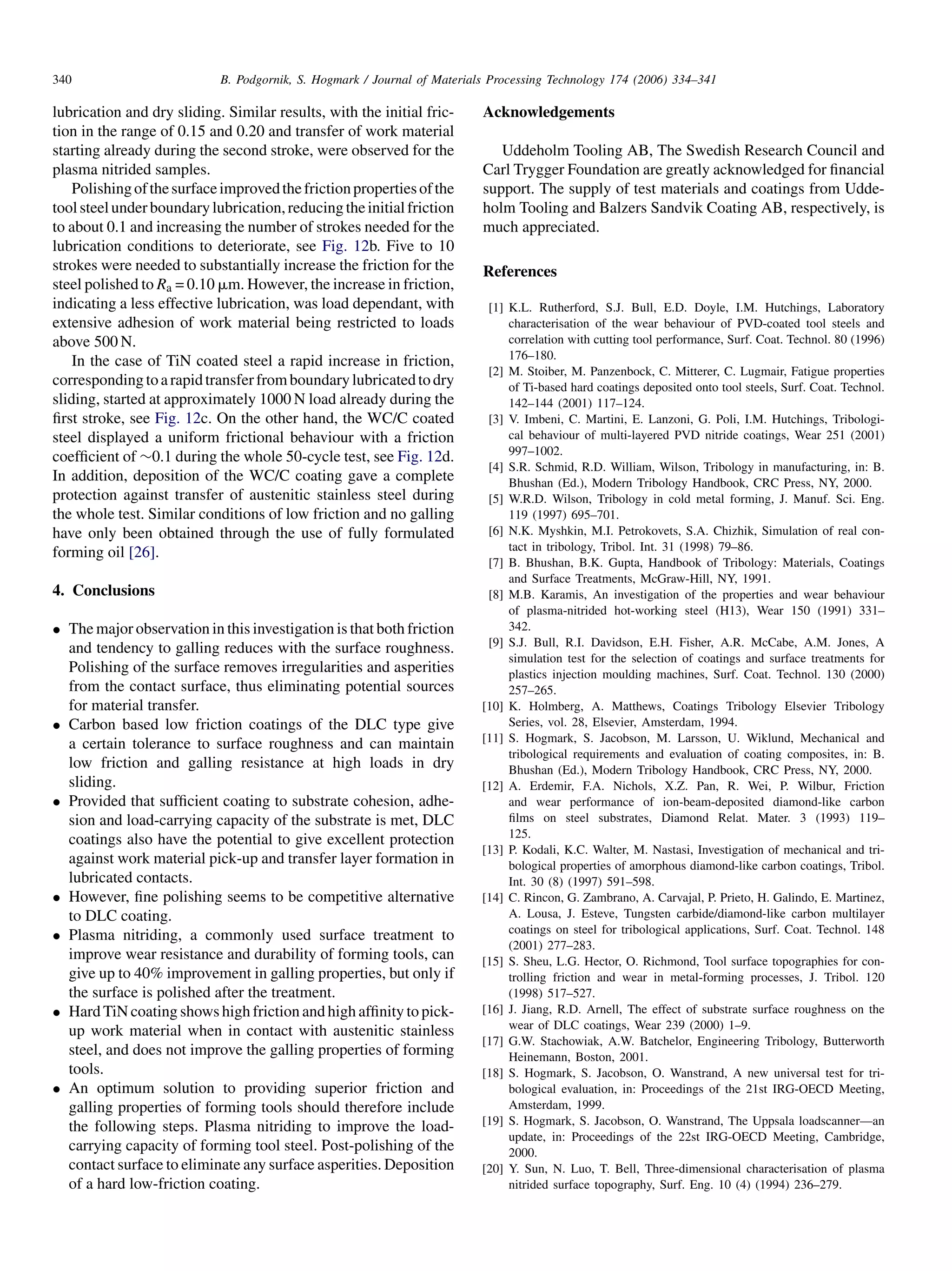 Surface modification to improve friction and galling | PDF