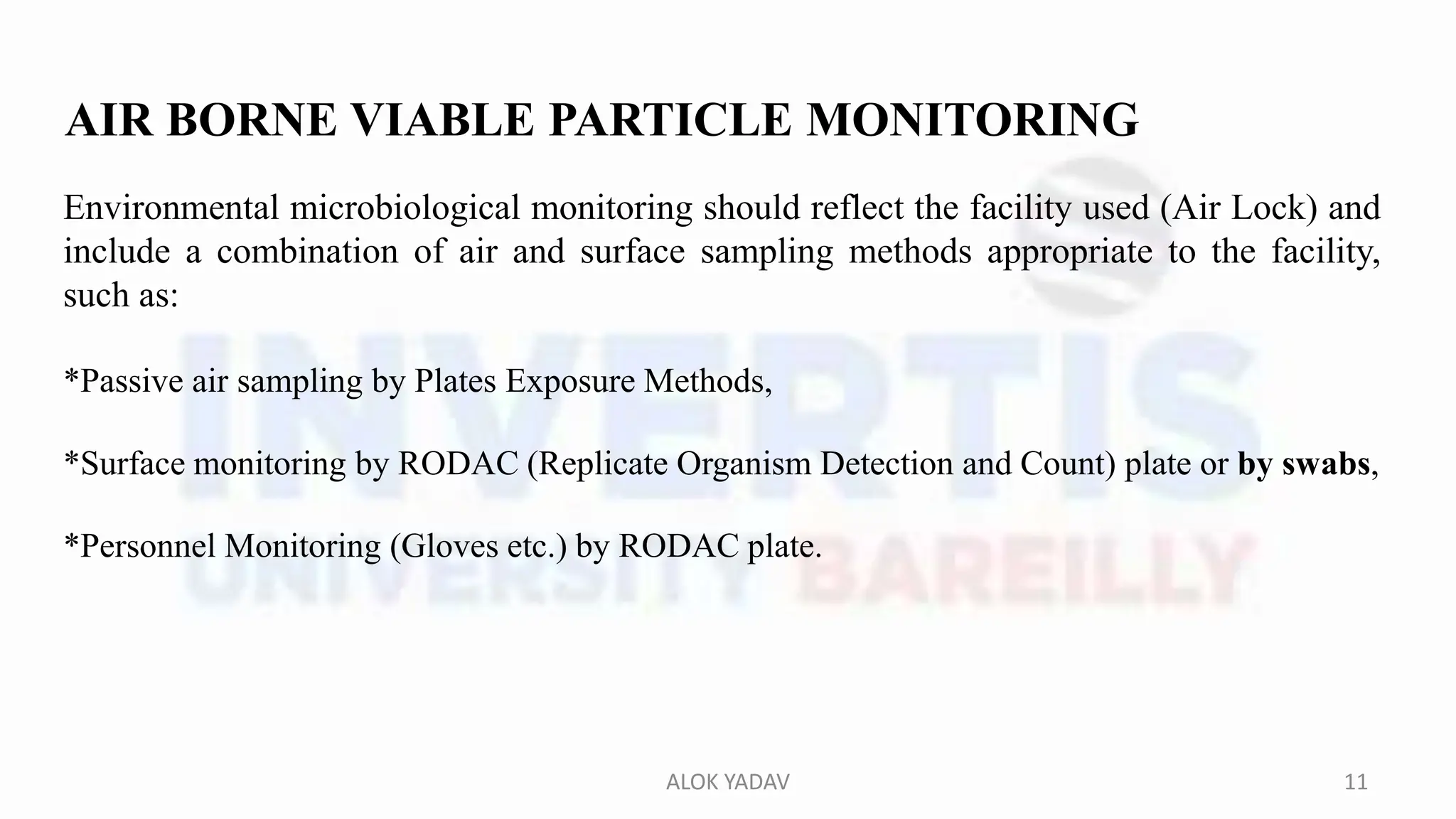 MICROBIOLOGICAL CONTROL AND MONITORING OF ASEPTIC PROCESSING ...