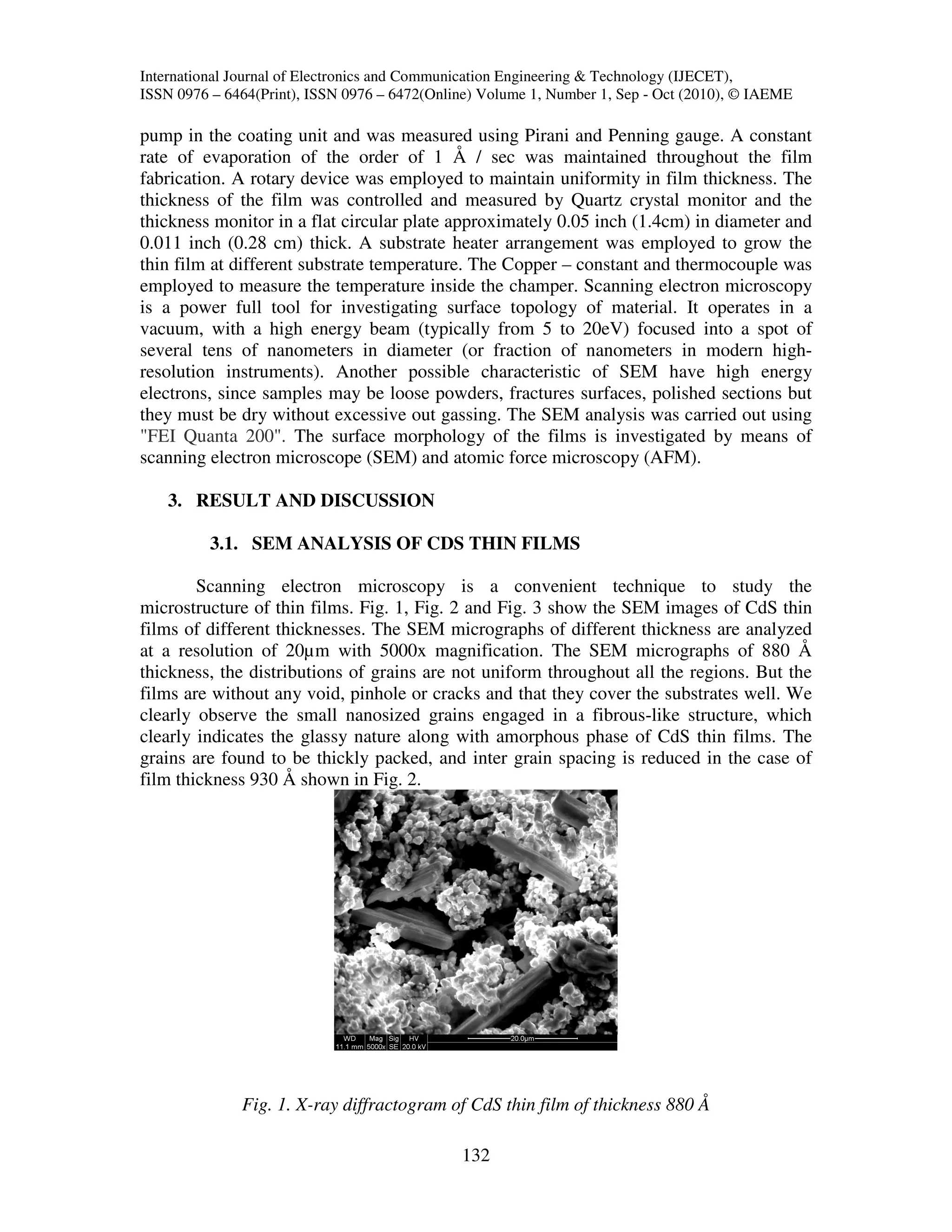 Surface morphology of cds thin films by vacuum evaporation deposition | PDF