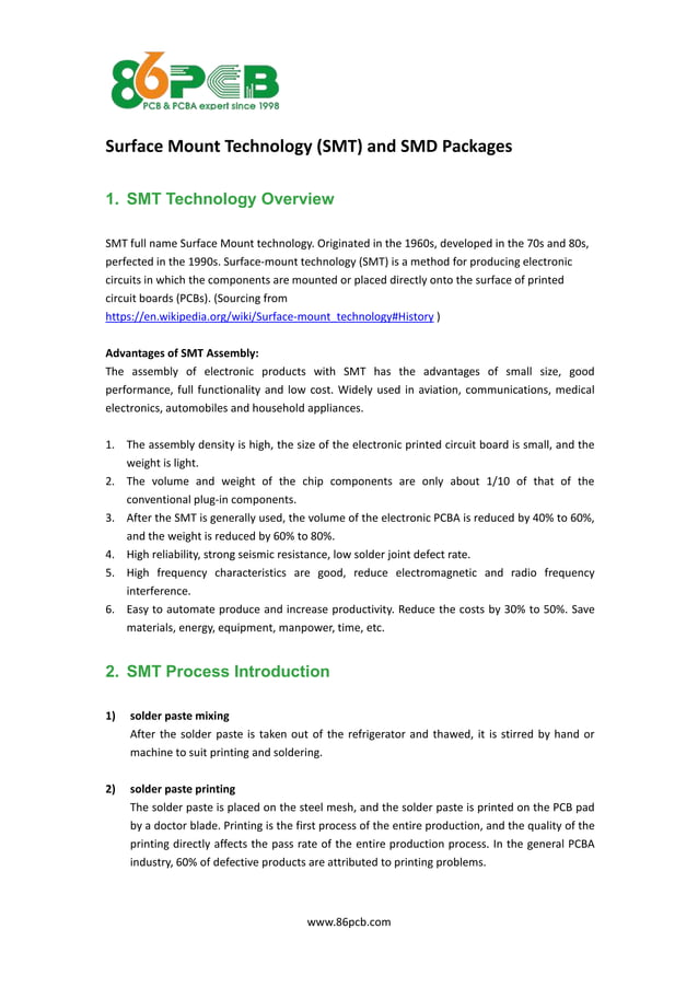 Surface mount technology (smt) and smd packages | PDF