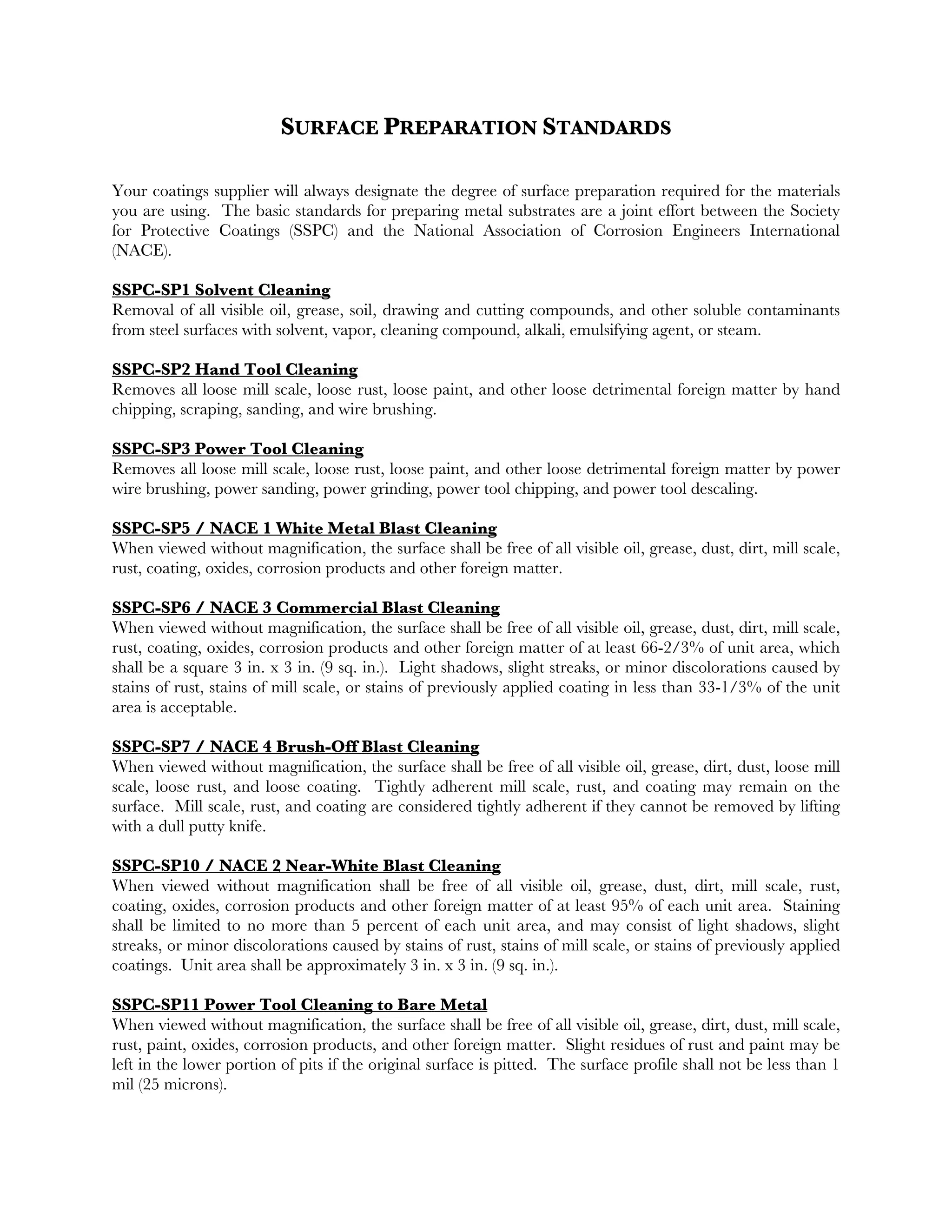 Surface preparation standards | PDF
