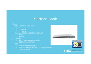 Surface pro&book - NIC 2016 | PDF