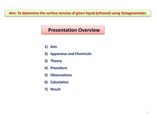 To determine the surface tension of given liquid using Stalagmometer ...