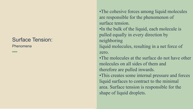 Surface tension and viscosity | PPTX | Chemistry | Science