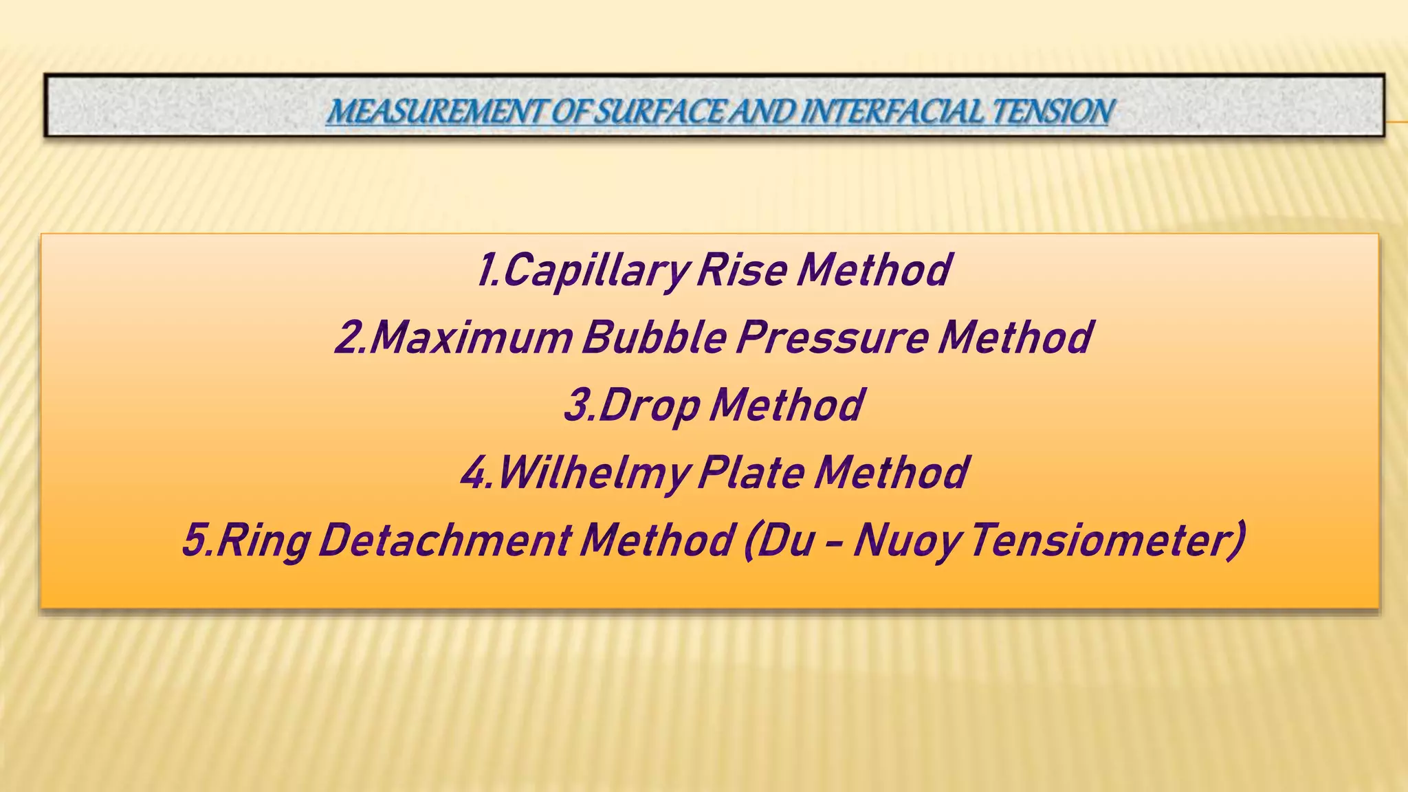 SURFACE TENSION & IT'S METHOD OF MEASUREMENT.pptx