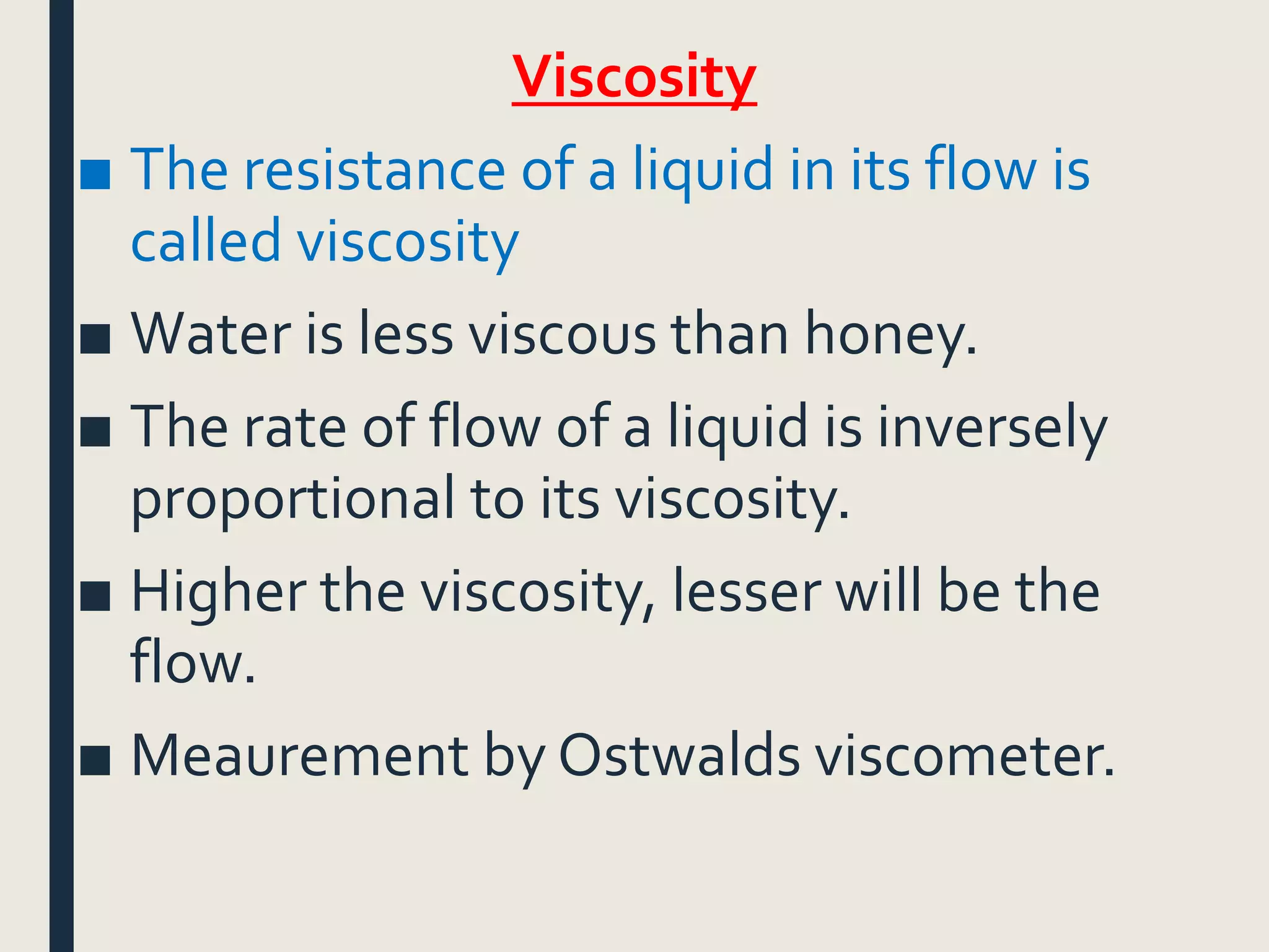 Surface tension & viscosity | PPTX