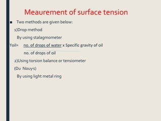 Surface tension & viscosity | PPTX