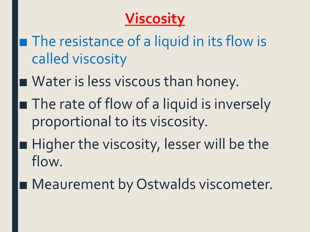Surface tension & viscosity | PPTX