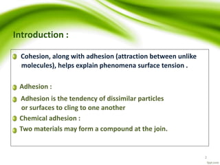Surface tension & wetting | PPT