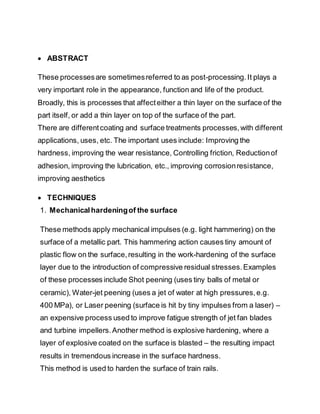 Surface treatment technologies | DOCX | Chemistry | Science