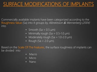 Surface Treatments and coatings on implant | PPTX