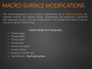 Surface Treatments and coatings on implant | PPTX
