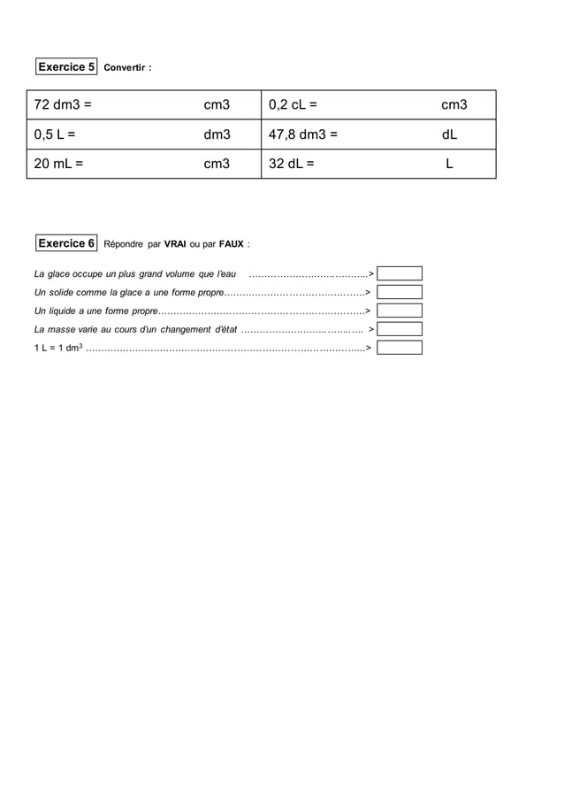 Devoir , exercice Surface volume | DOC