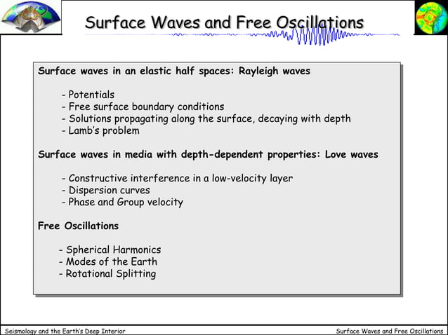 _surface waves and free oscillations .ppt | Geology | Science