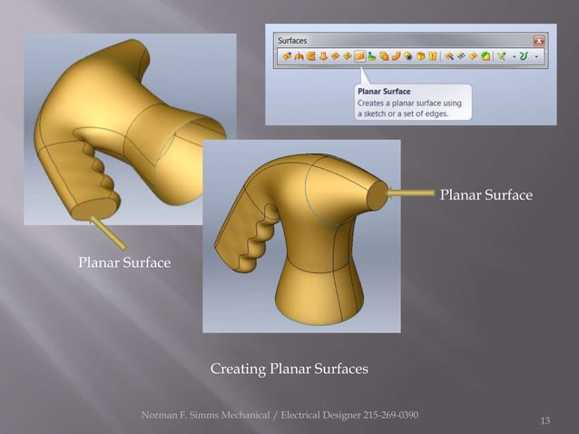 Surfacing using Solidw | PPSX | 3-D Graphics | Computer Software and Applications