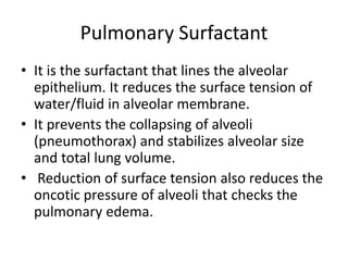 Surfactant, biosynthesis and its regulation | PPTX