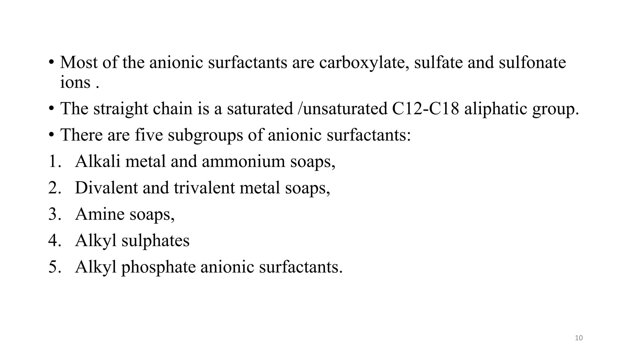 SURFACTANTS - Classification and applications | PPTX