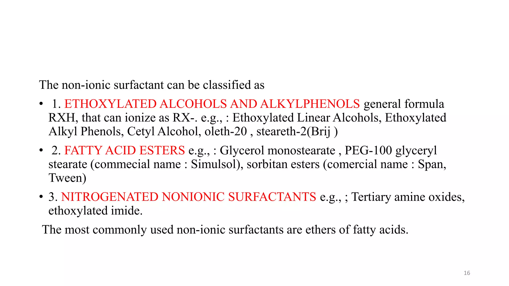 SURFACTANTS - Classification and applications | PPTX