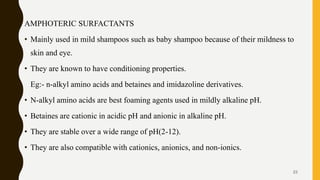 Surfactants classification and application in cosmetics | PPTX