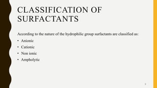 Surfactants classification and application in cosmetics | PPTX