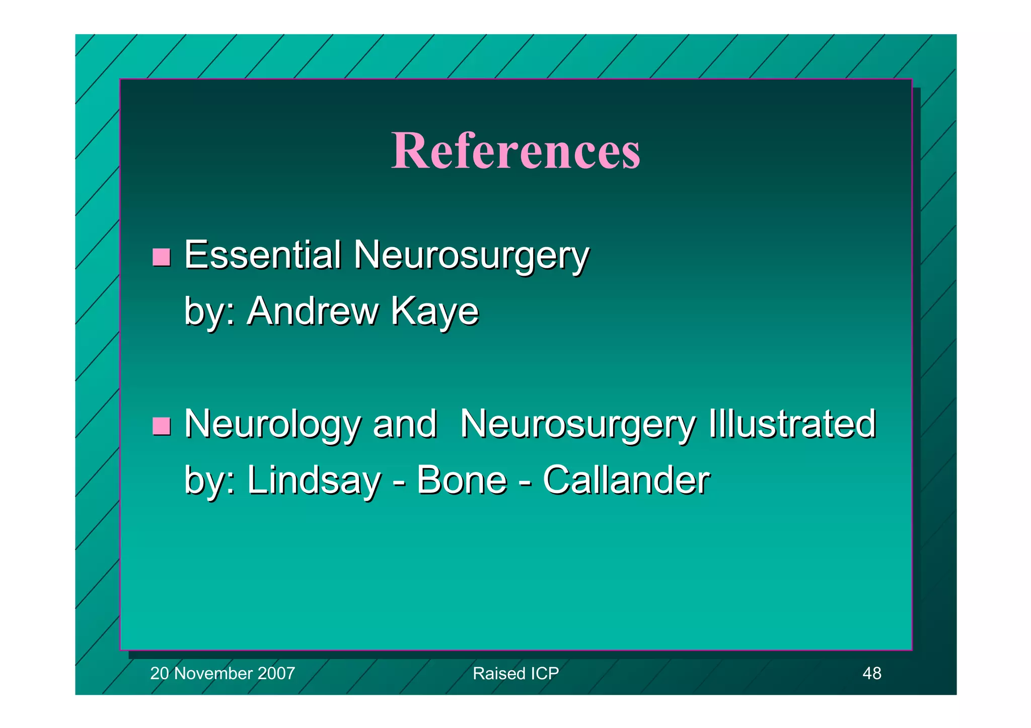 Surg351 presentation and management of raised intracranial pressure | PDF