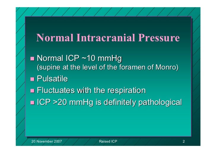 Surg351 presentation and management of raised intracranial pressure