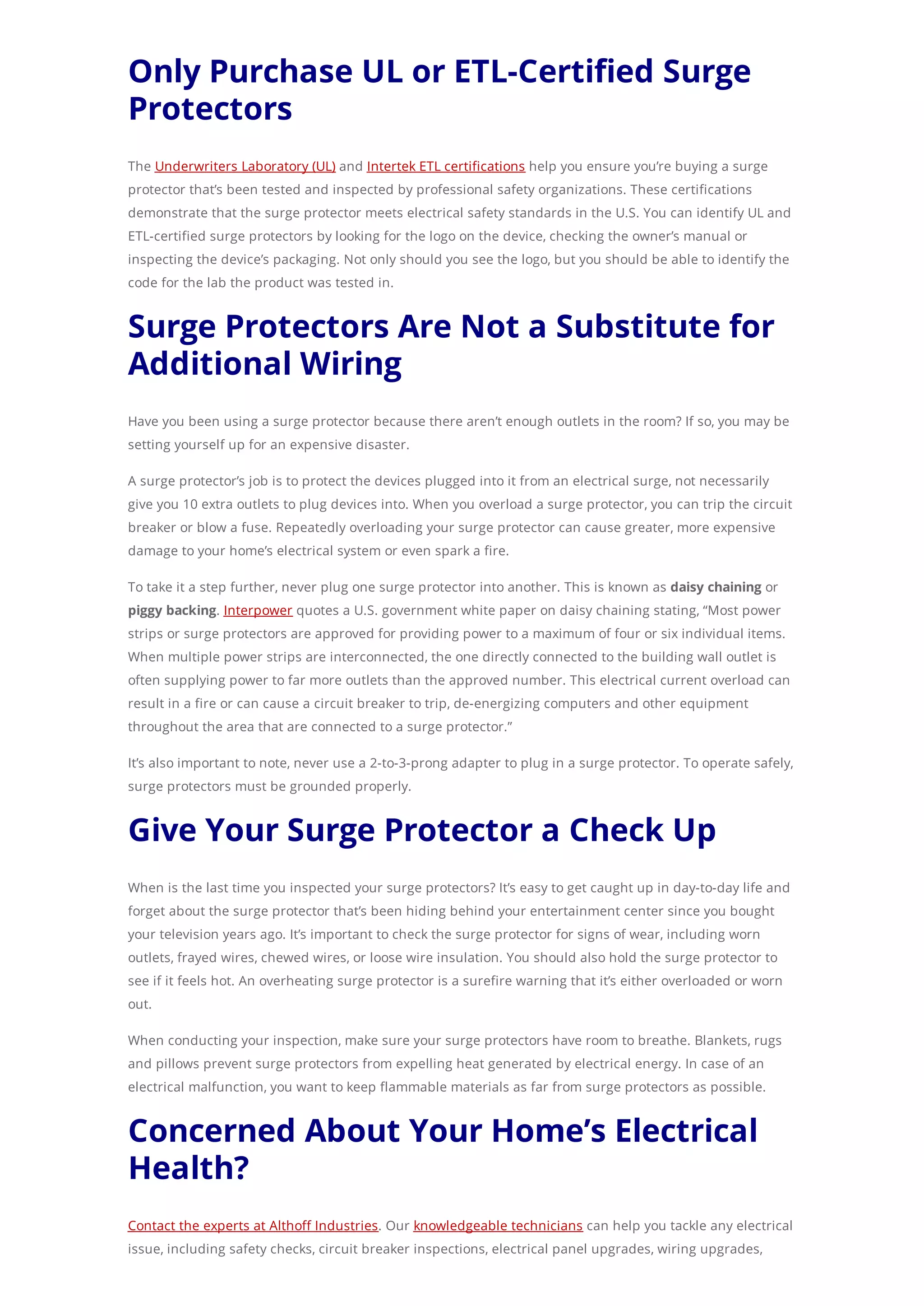 Surge protector safety tips | PDF