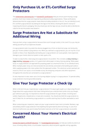 Surge protector safety tips | PDF