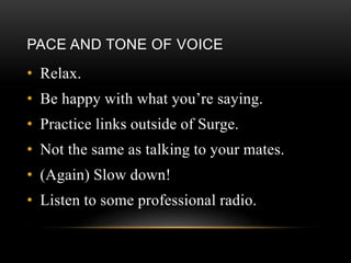 Surge advanced training (mics and speech) | PPTX