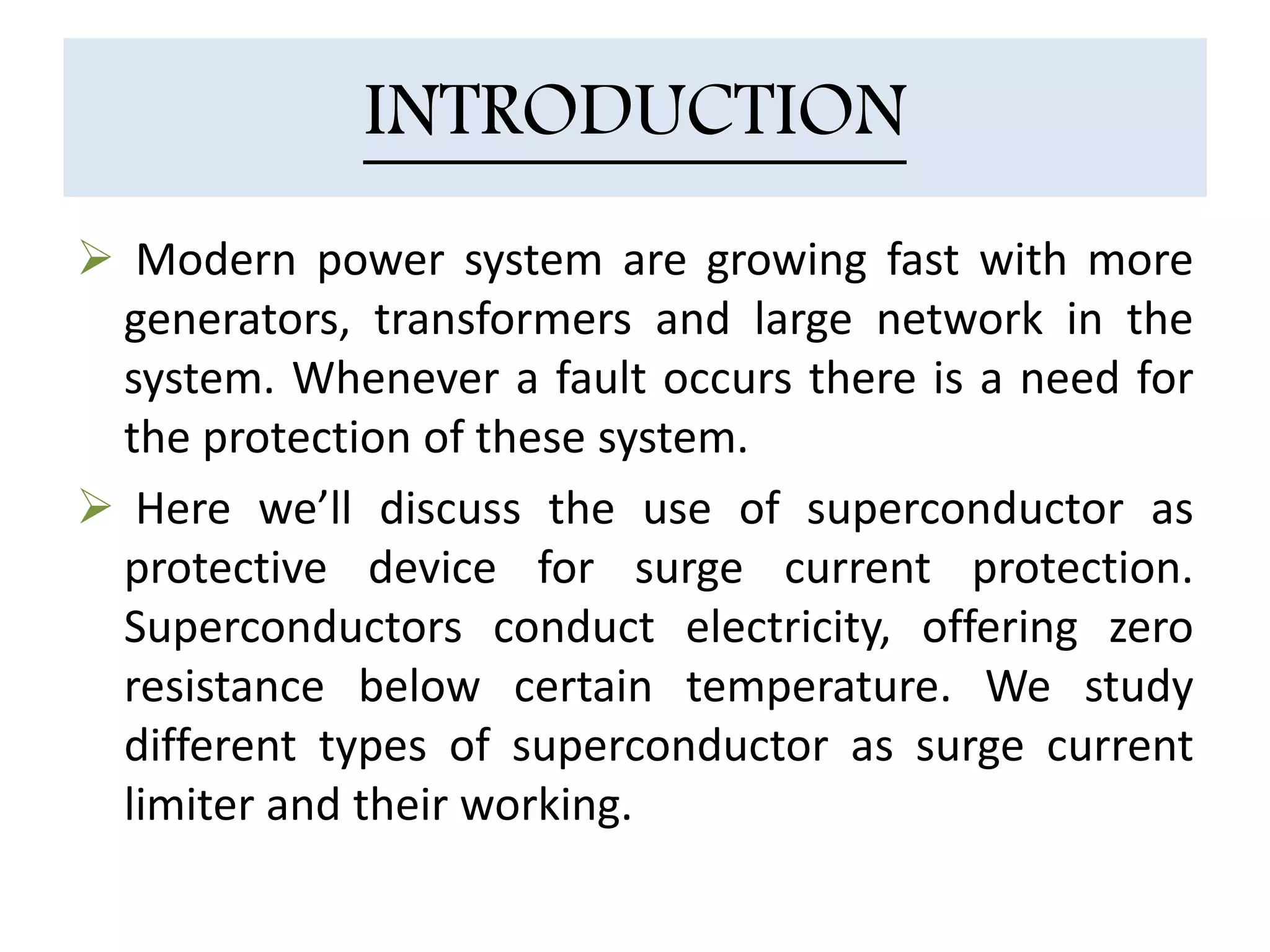 Surge current protection using superconductor ppt | PPTX