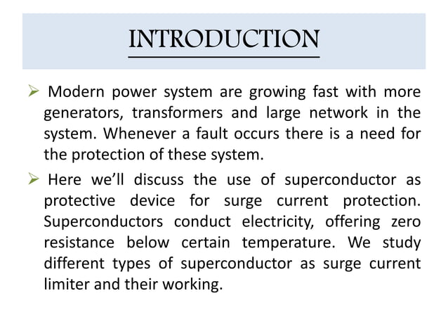 Surge current protection using superconductor ppt | PPTX