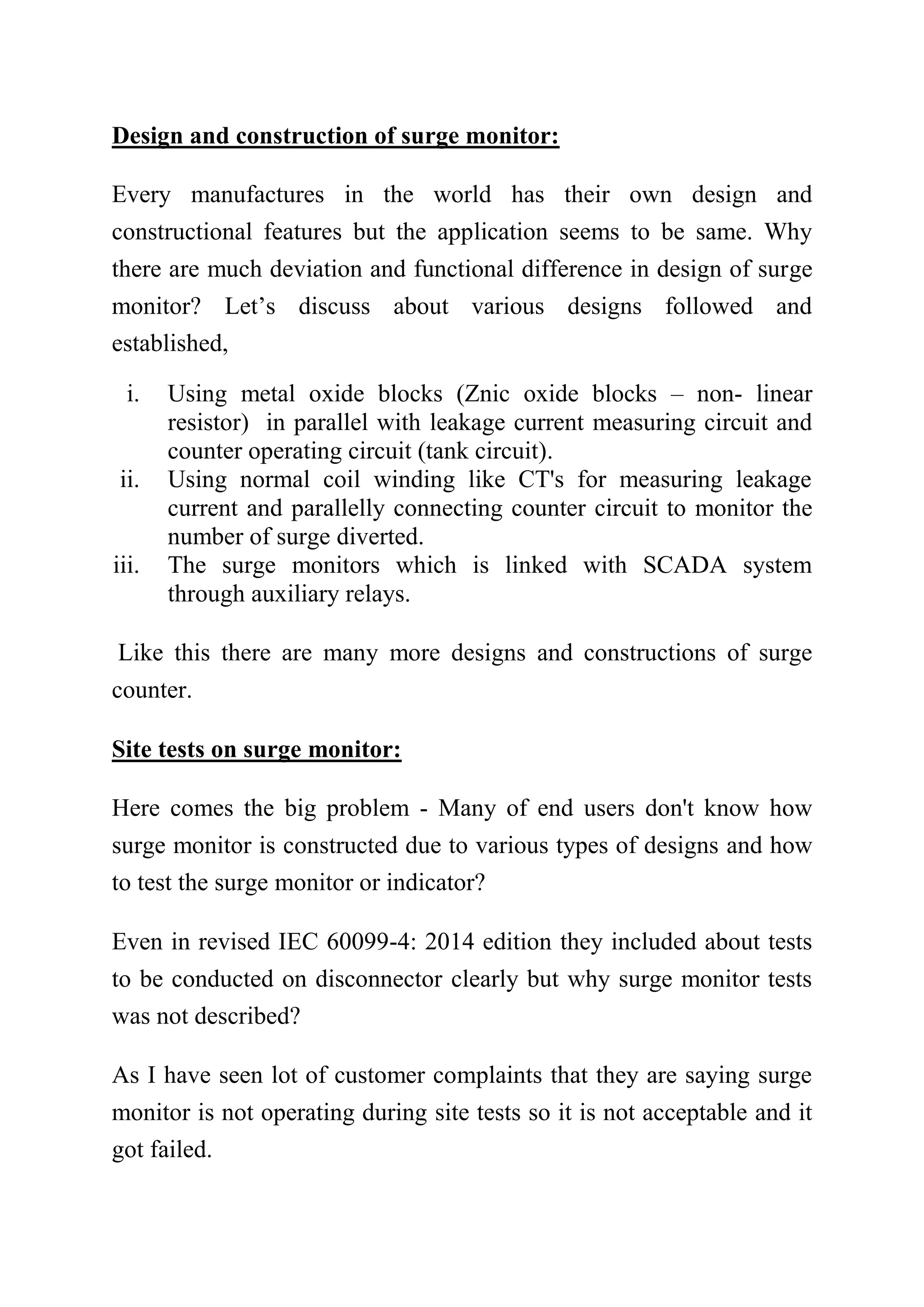 Surge monitor site tests | PDF