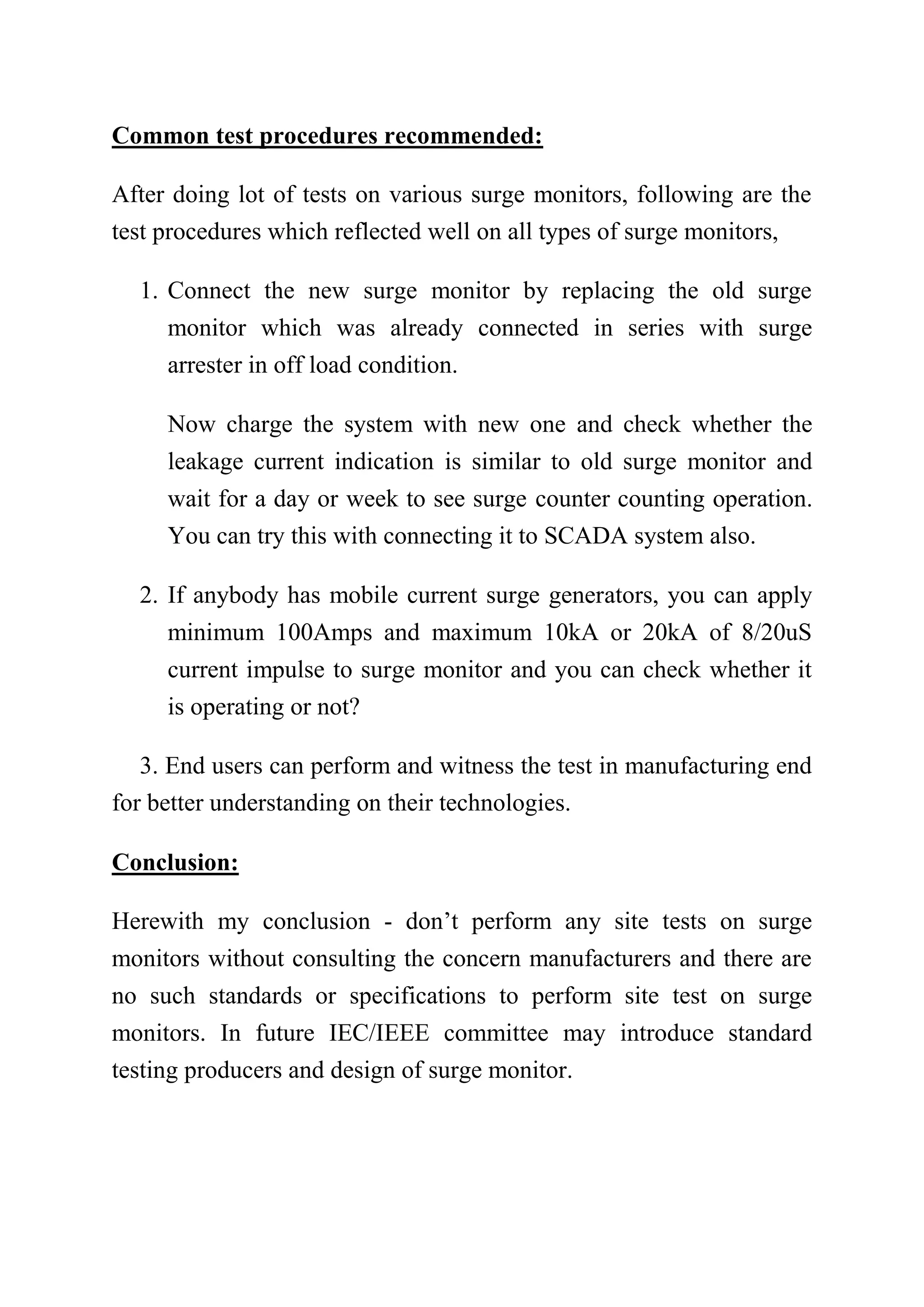 Surge monitor site tests | PDF