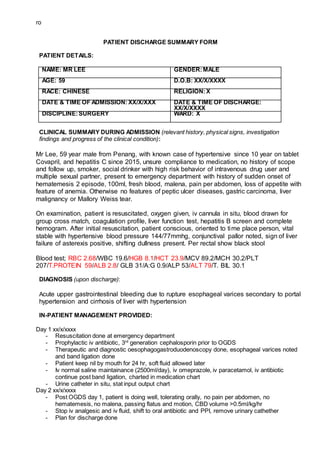 Surgery discharge summary (ugib) | DOCX