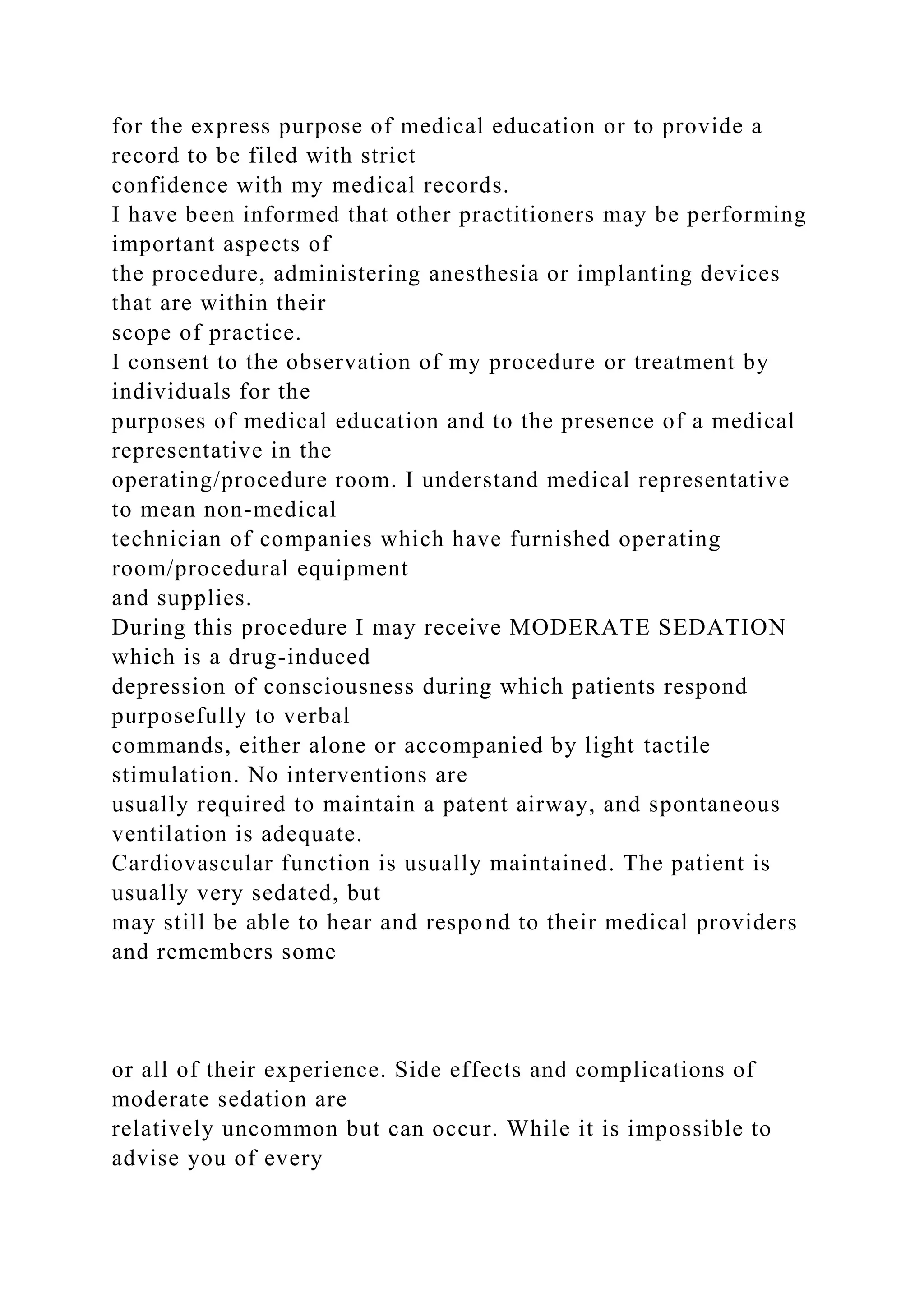 SURGERY CONSENT FORM DO NOT SIGN WITHOUT READING! I ha.docx